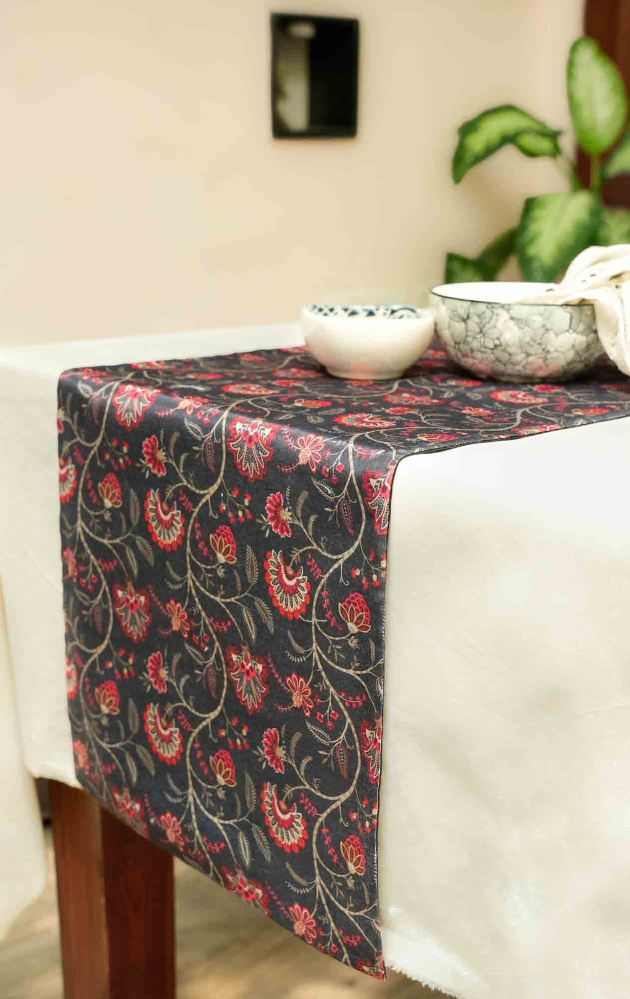 Vibrant Visions: Blende Silk Table Runner with Digital Print" – Home Yarn